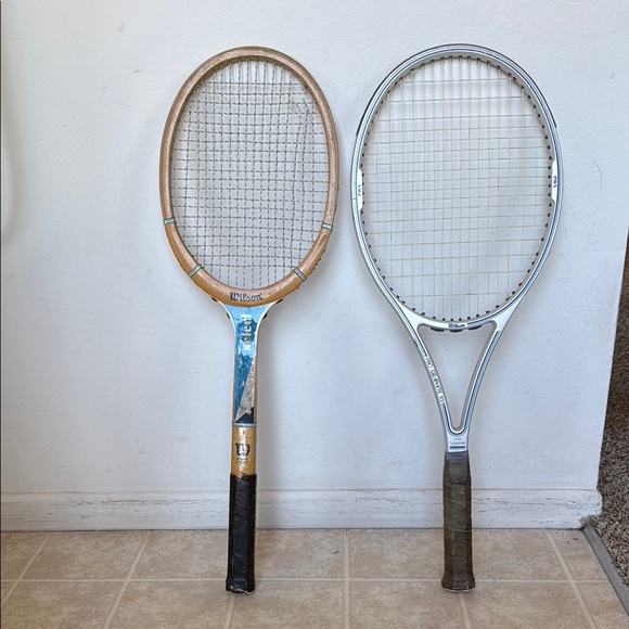Wilson | Games | Vintage Tennis Rackets Set Wood And Silver | Poshmark